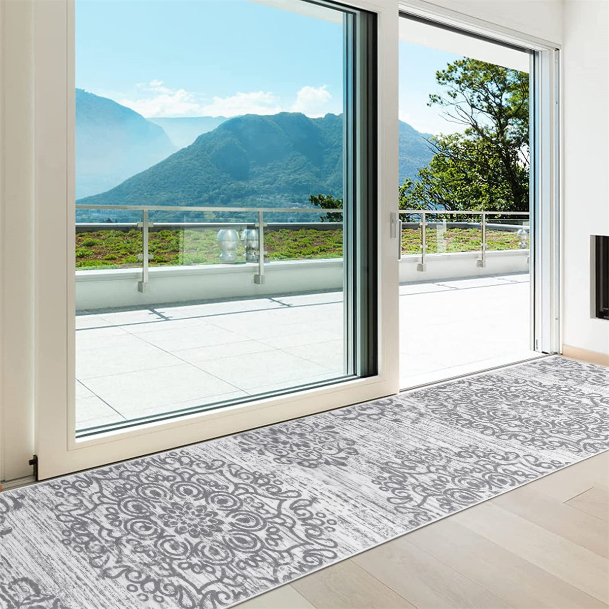 Rosalind Wheeler Hallway Runner Rug 2'x10' Washable Vintage Distressed ...