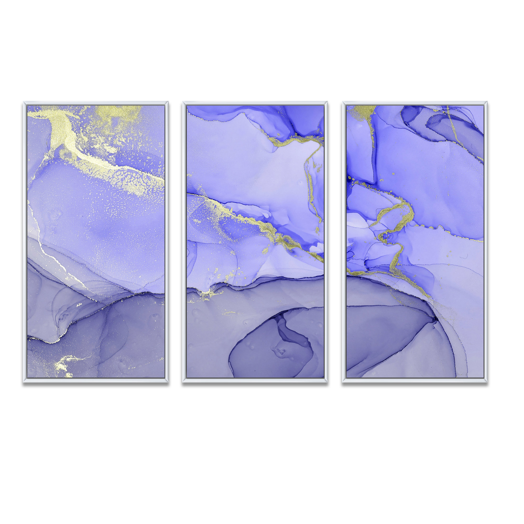Mercer41 Purple And Blue Fluid Ink Art II - Modern Framed Canvas Wall ...