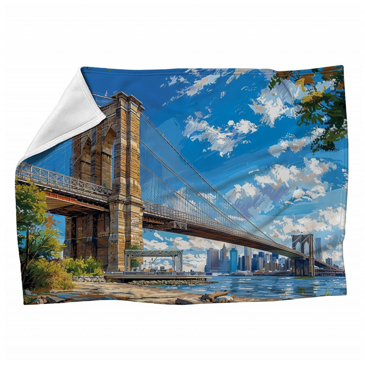 VisionDecor Brooklyn Bridge Fleece Throw Blanket - Landmark Throws for ...