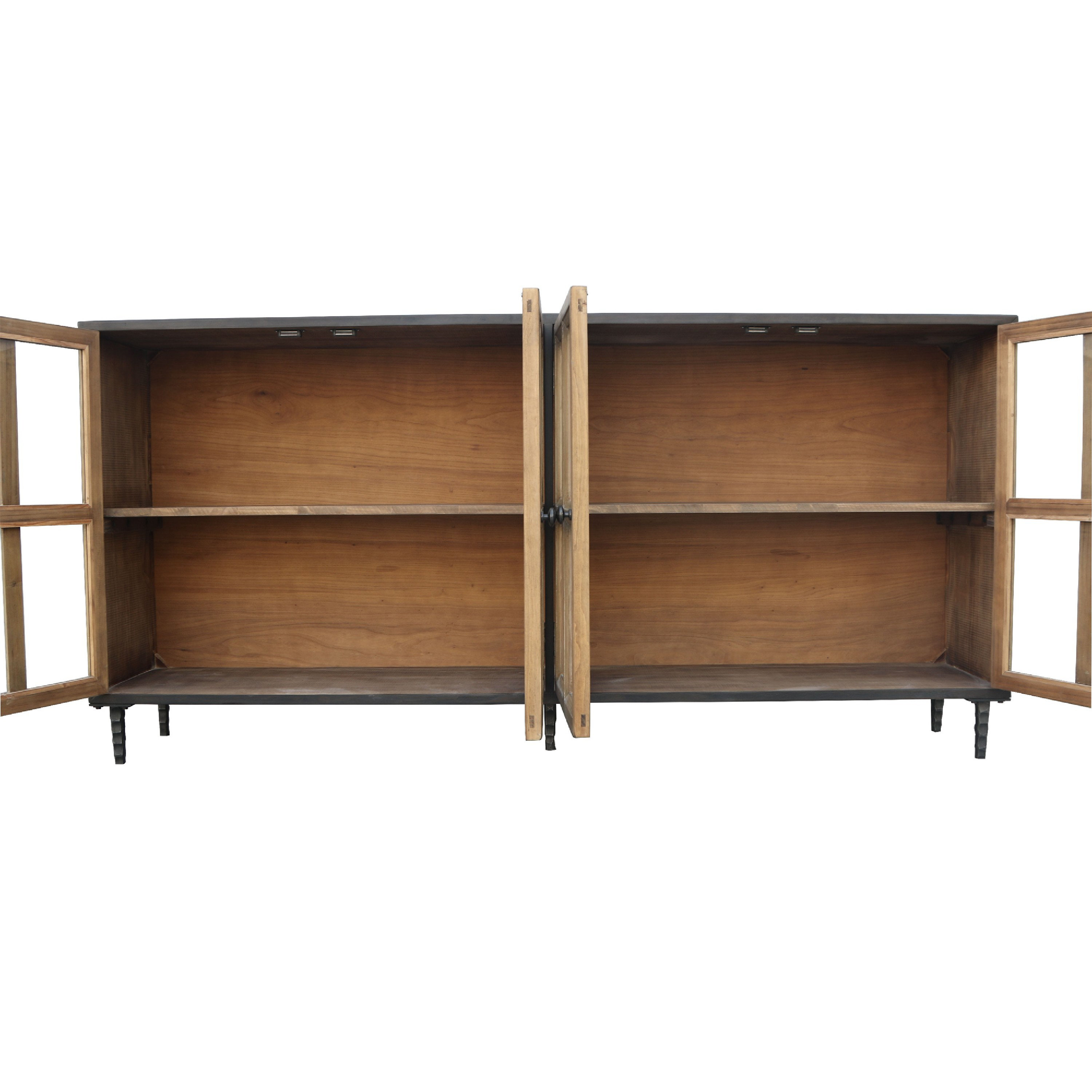 Benjara Cara Sideboard Buffet Cabinet, 4 Glass Pane Doors, 83 Inch ...