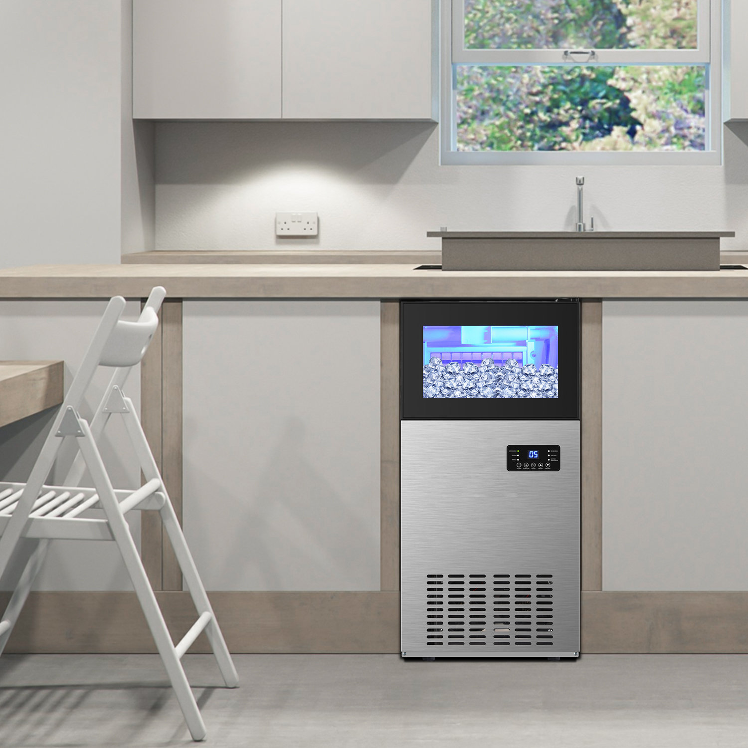 TAZPI 130 Lb. Daily Production Stainless Steel Under Counter ...