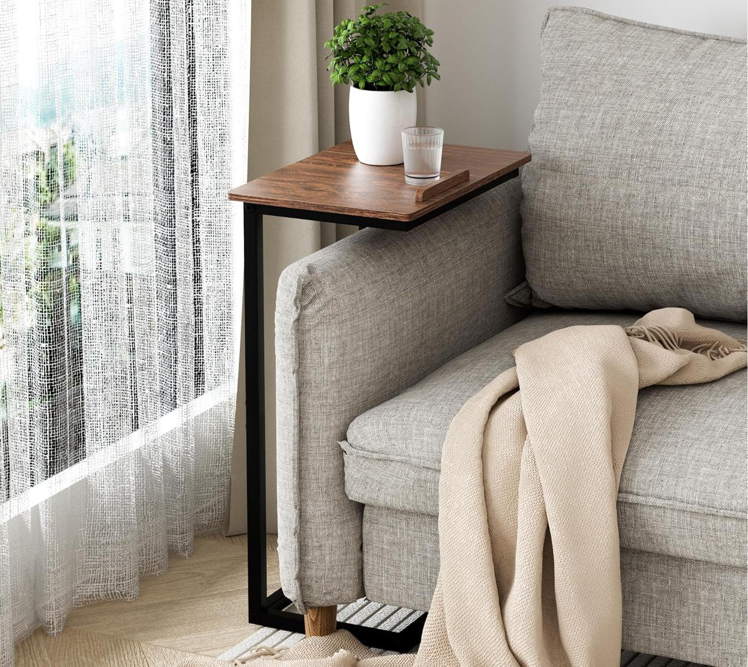 17 Stories Sofa Table With Metal Frame, Small TV Tray Table For Living ...