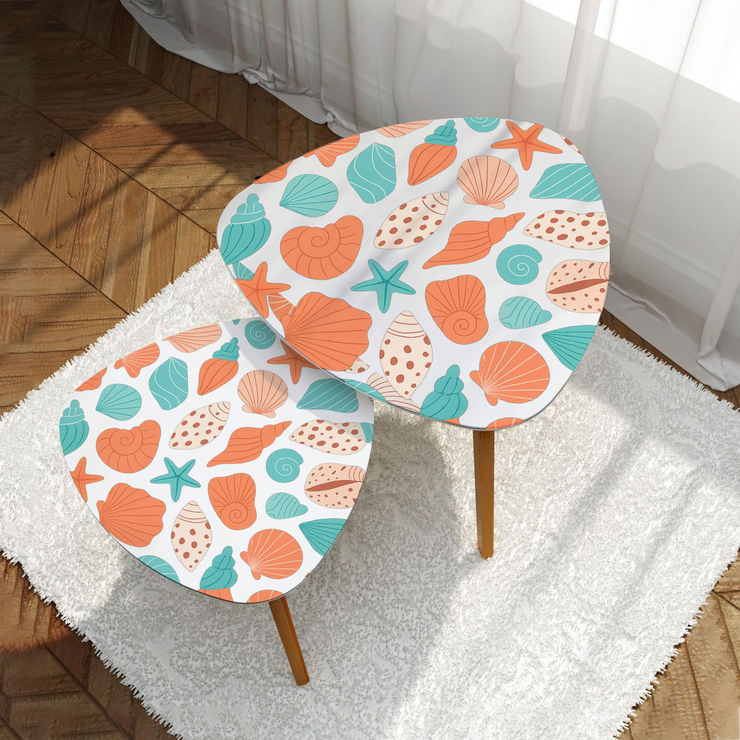 Bay Isle Home™ Triangle Nesting Coffee Table Set of 2 sea shells ...