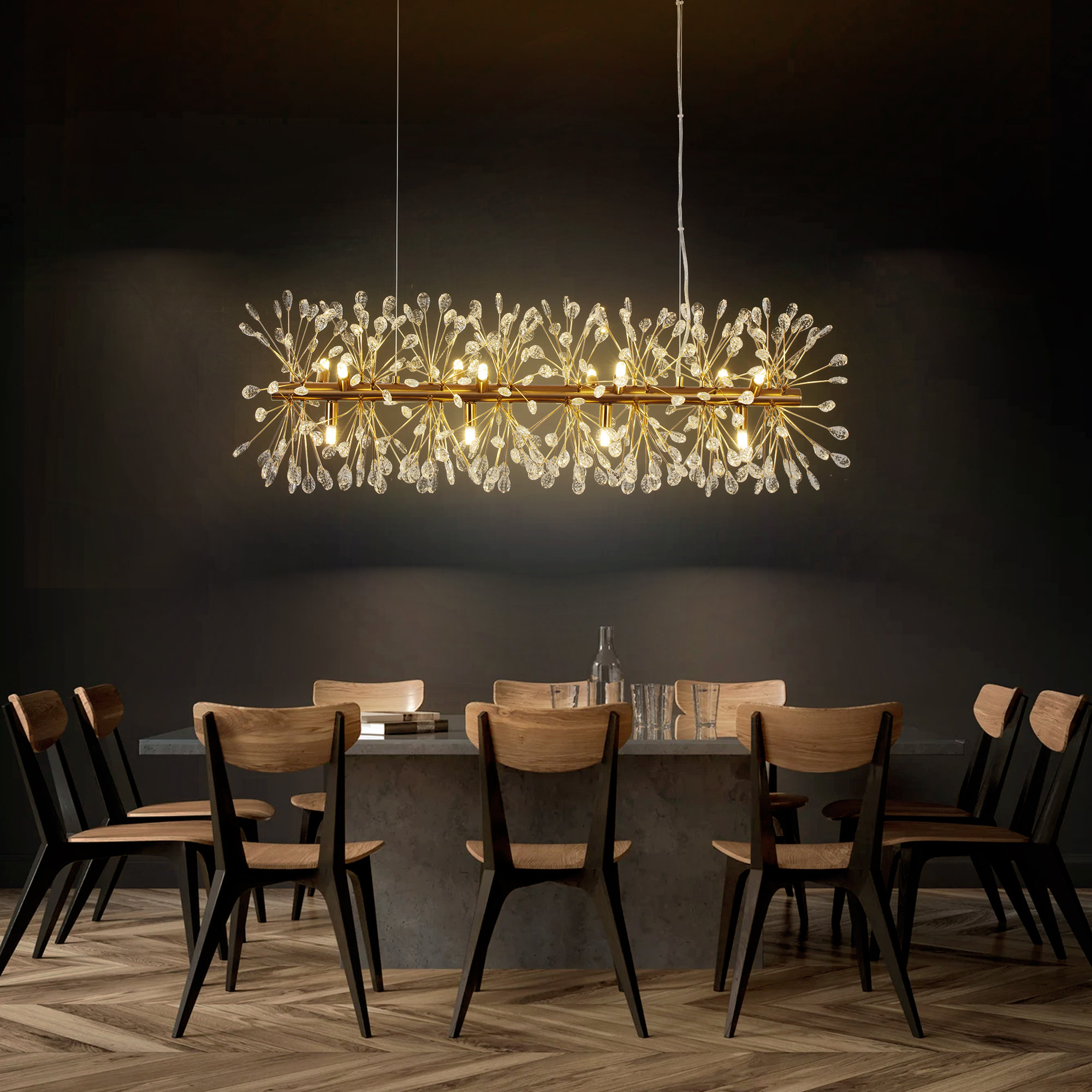 Mercer41 12 - Light Dimmable Bubble Crystal Kitchen Island Pendant ...