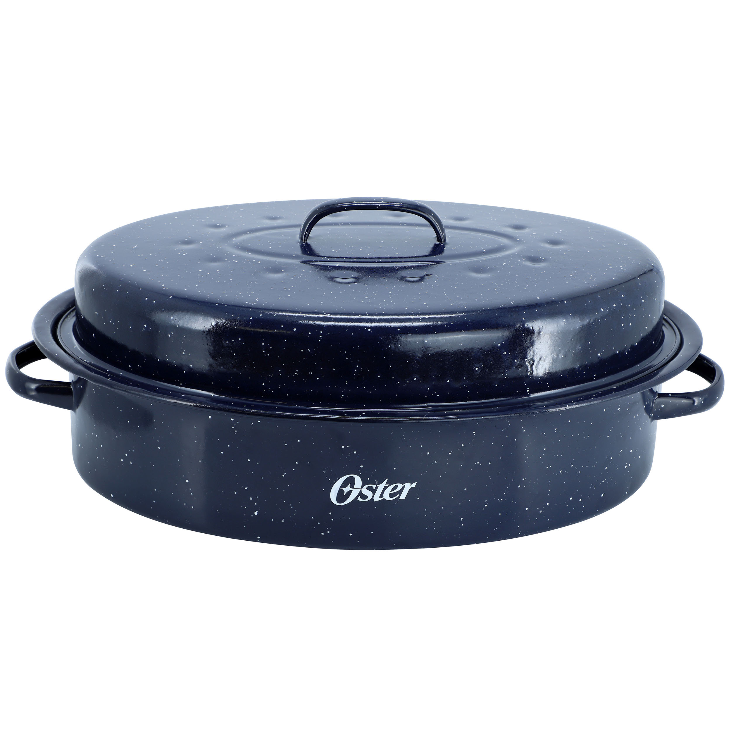 Oster Castillo Enamel on Steel Roaster Pan with Lid in Navy Blue | Wayfair
