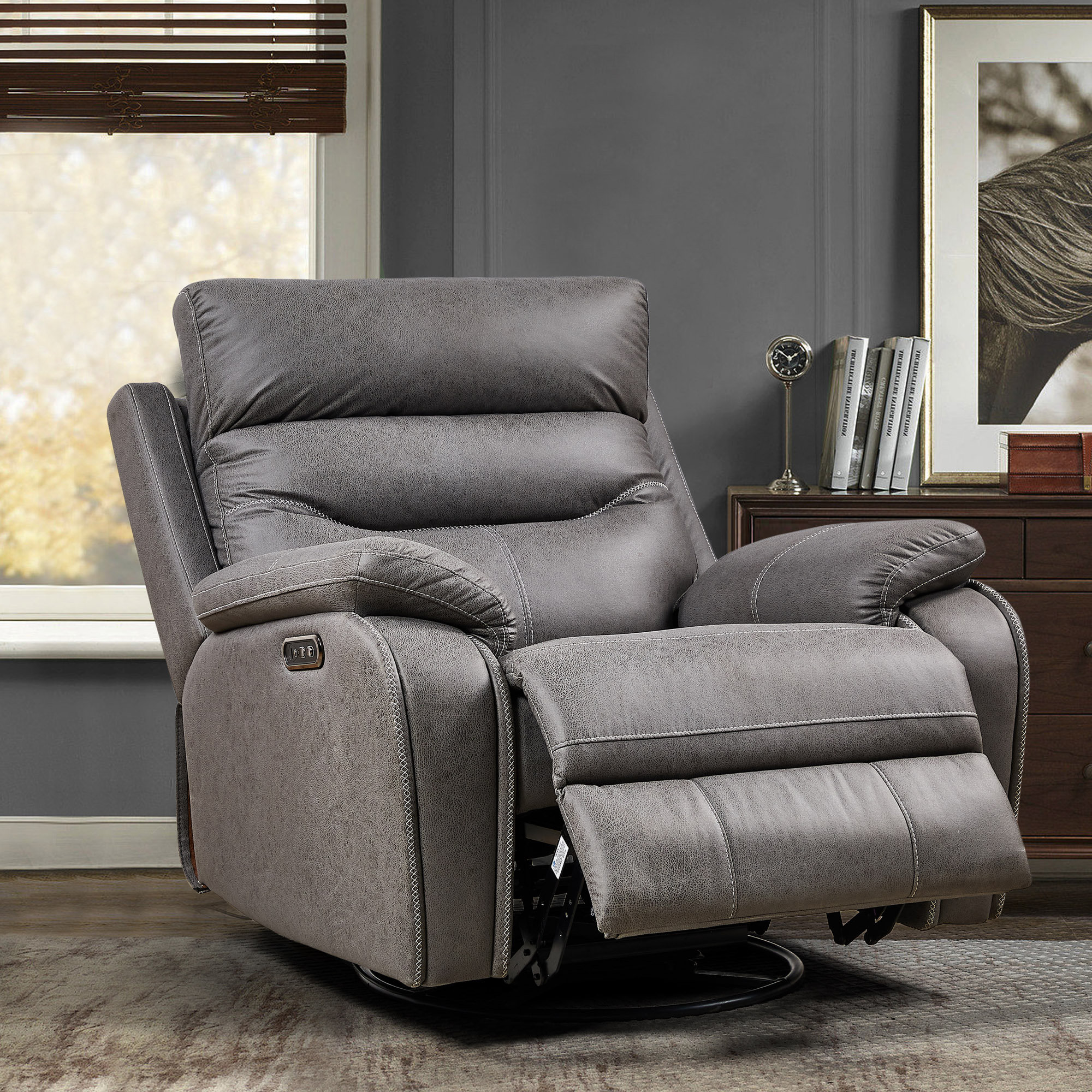 Latitude Run® Motor Rocking And 240 Degree Swivel Single Sofa Seat ...