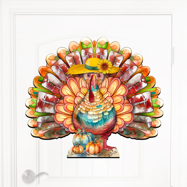 The Holiday Aisle® Hotch Autumn Turkey Wooden Door Hanger | Wayfair