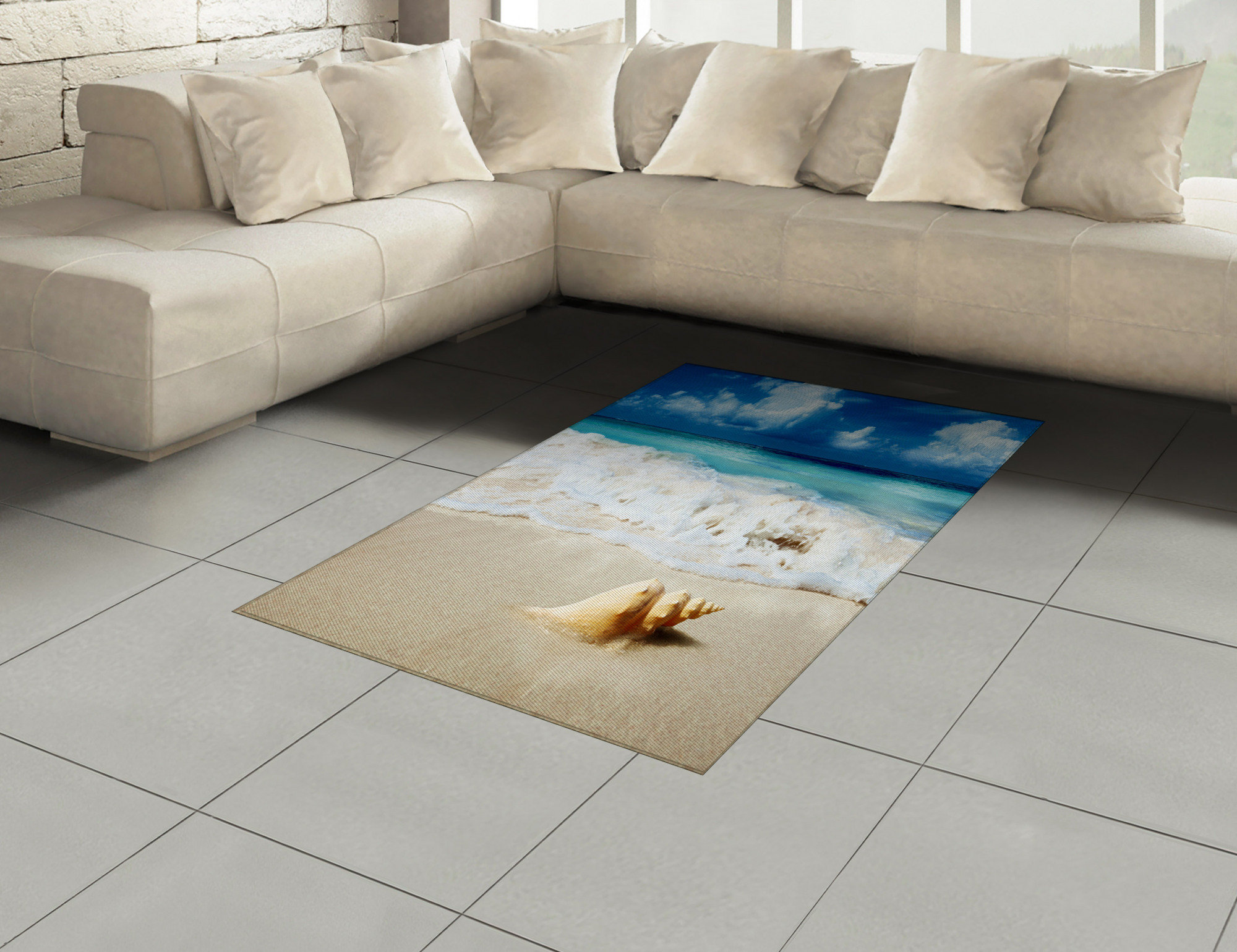 East Urban Home Seashells Beach High Density Long Fiber Poly Threads ...