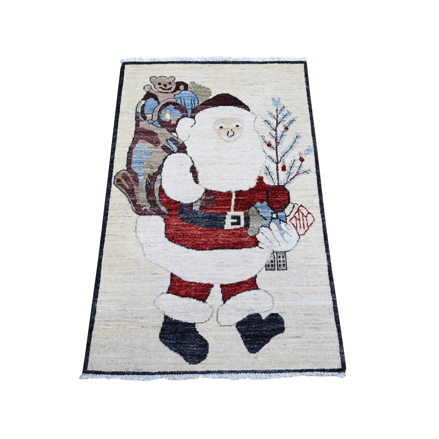 Bloomsbury Market 2'5" x 3'11" Stone White Organic Wool Christmas Santa ...