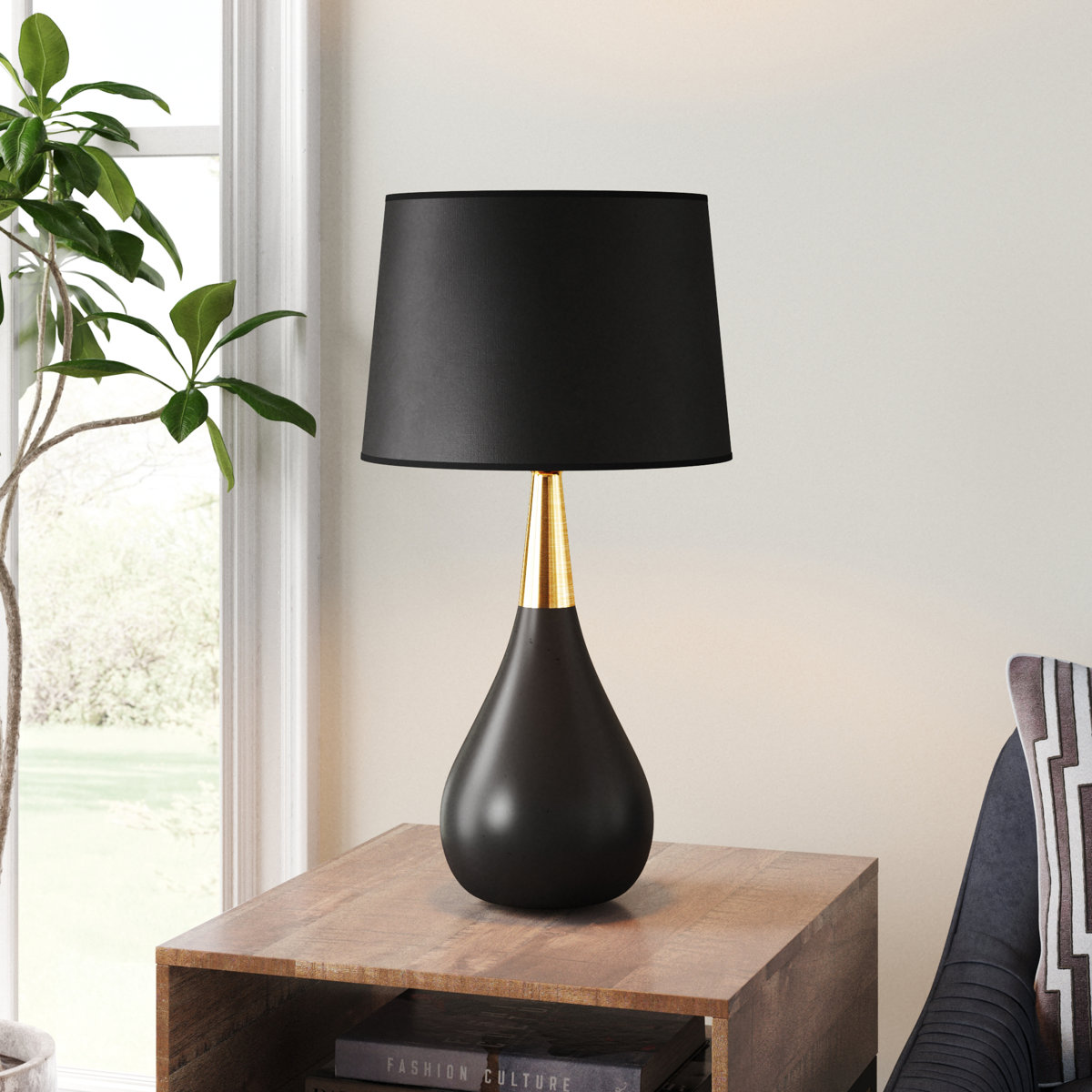 Mercury Row® Platz 28" Black/Antique Brass Table Lamp & Reviews | Wayfair