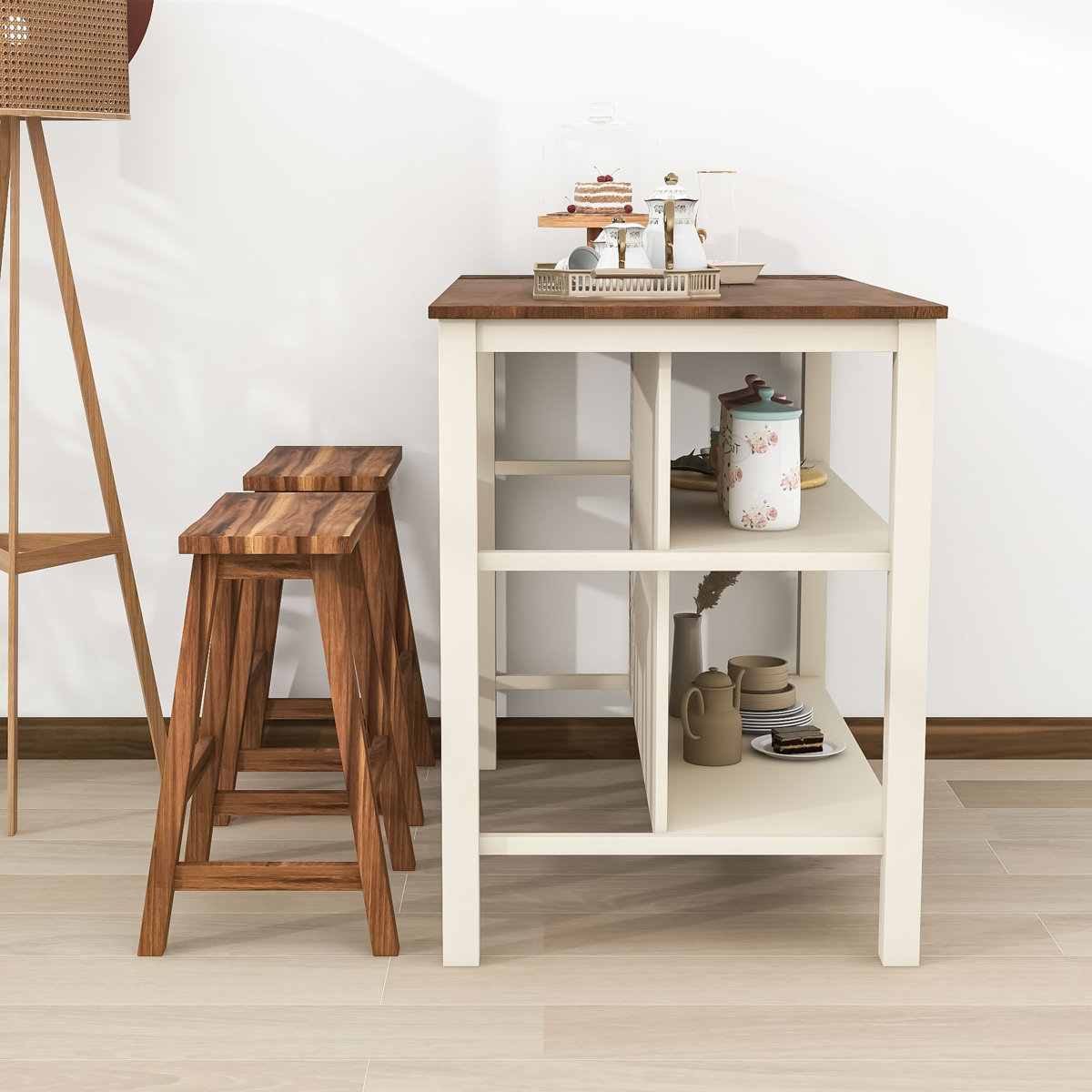 Red Barrel Studio® Rosamae Rubber Wood Butcher Block Dining Table Set ...