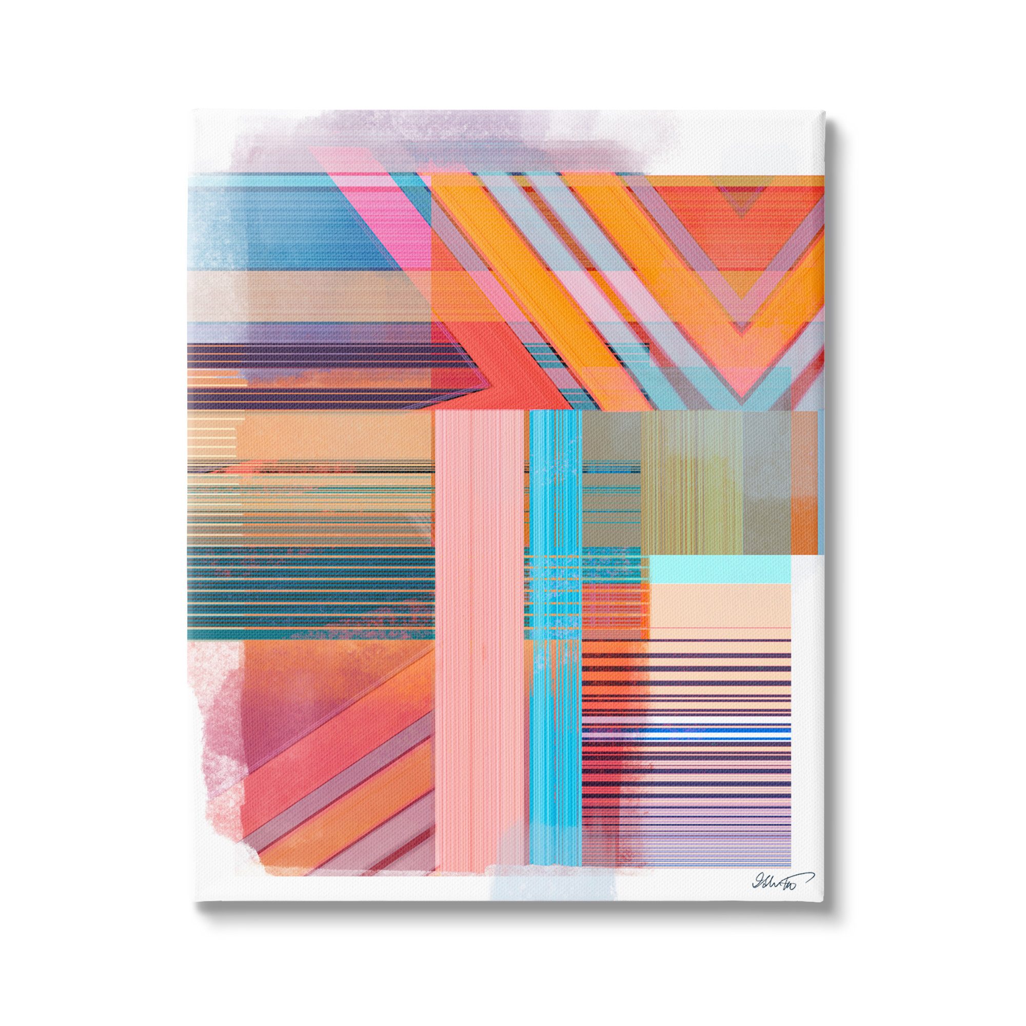 Stupell Industries Modern Overlapping Patterns Canvas Wall Art Design ...