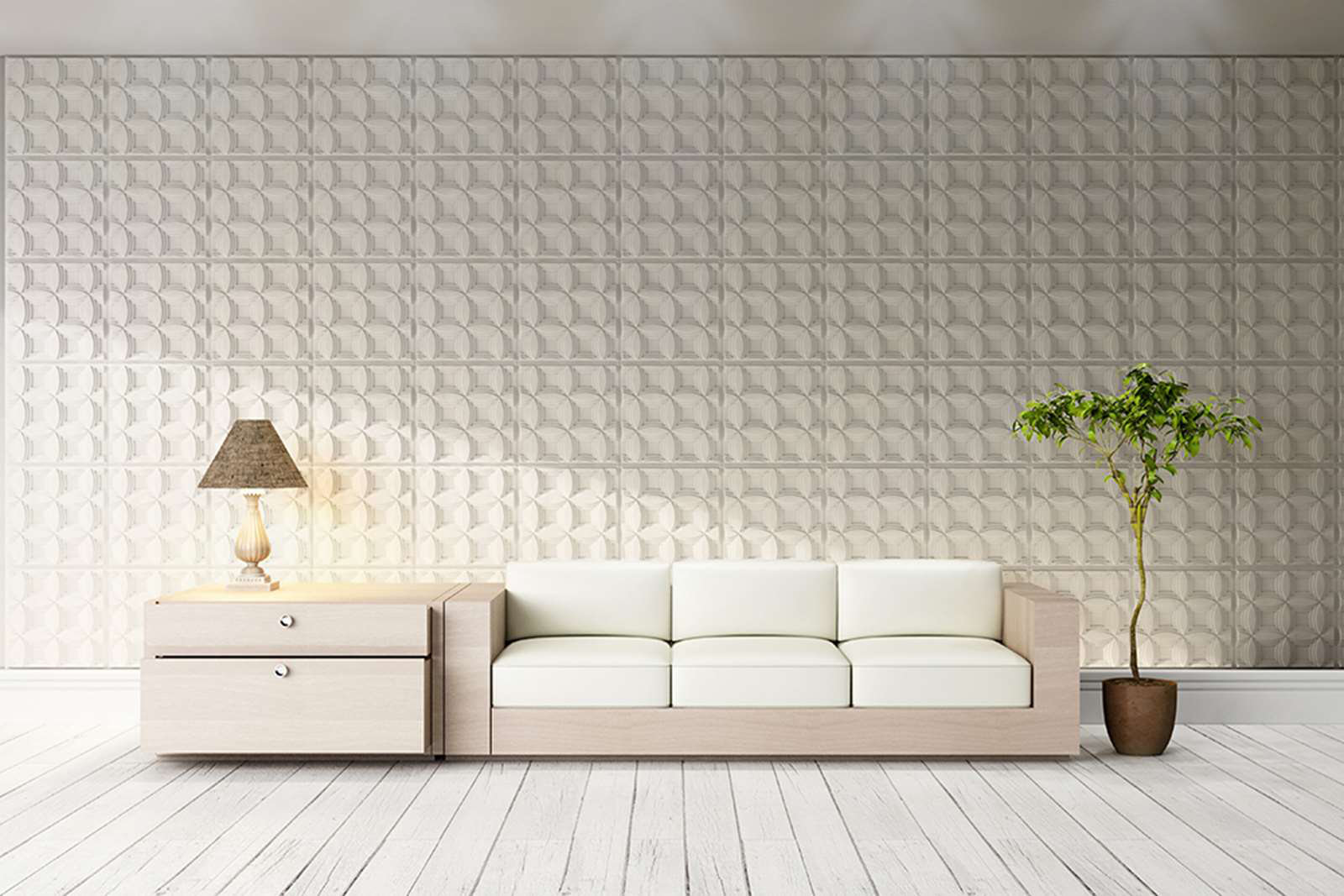 Revestis Bilbao .008 In. X 19.68 In. X 19.68 In. White Polystyrene 3D Wall Panel - 32.29 Sq Ft ...