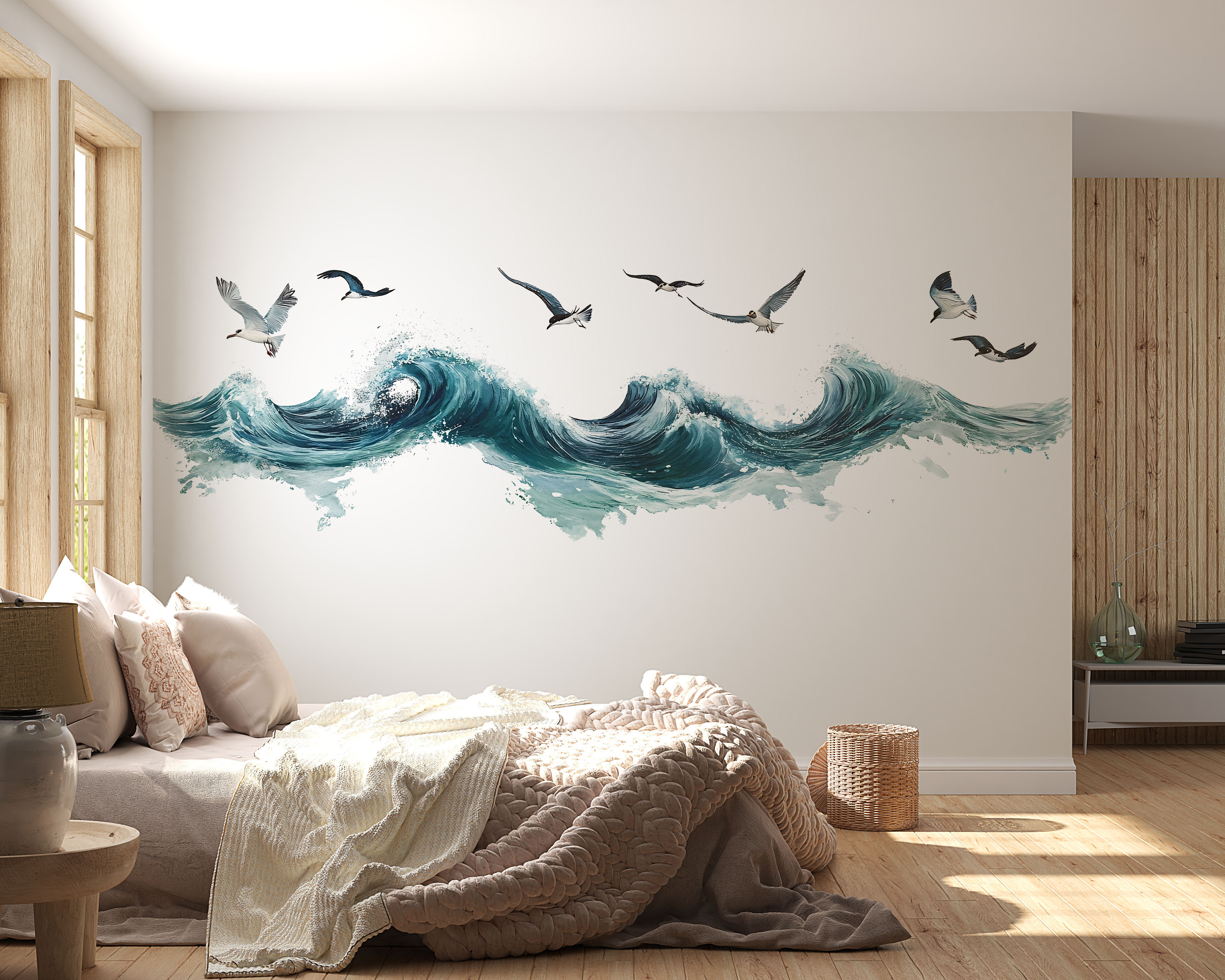 Trinx Ocean Waves Wall Decal, Coastal Wall Sticker, Beach Wall Art ...