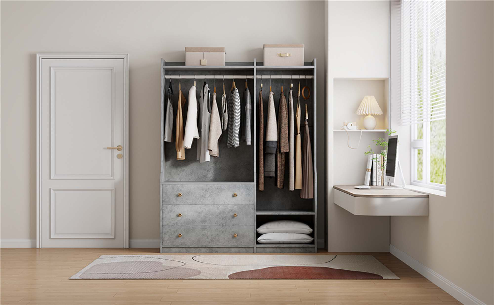 Ebern Designs Open Wooden Wardrobe Storage For Bedroom - Wayfair Canada