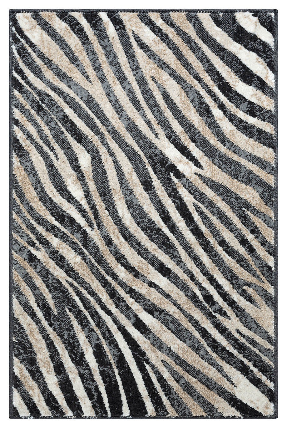 Wrought Studio™ Abani Rugs TER160A Beige Black Diagonal Zebra Pattern ...