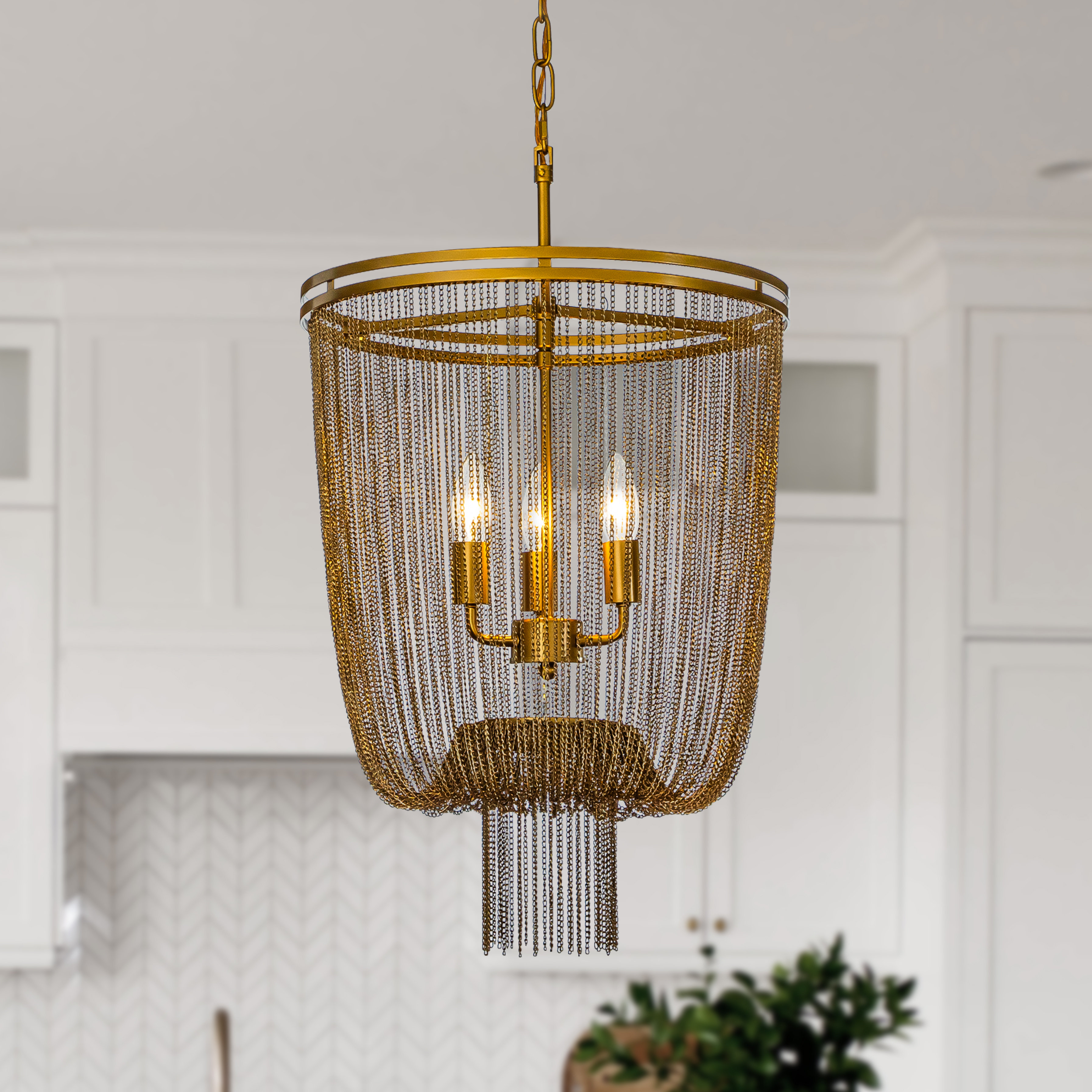 Mercer41 3-light Vintage Empire Metal Chain Tassel Chandelier | Wayfair ...