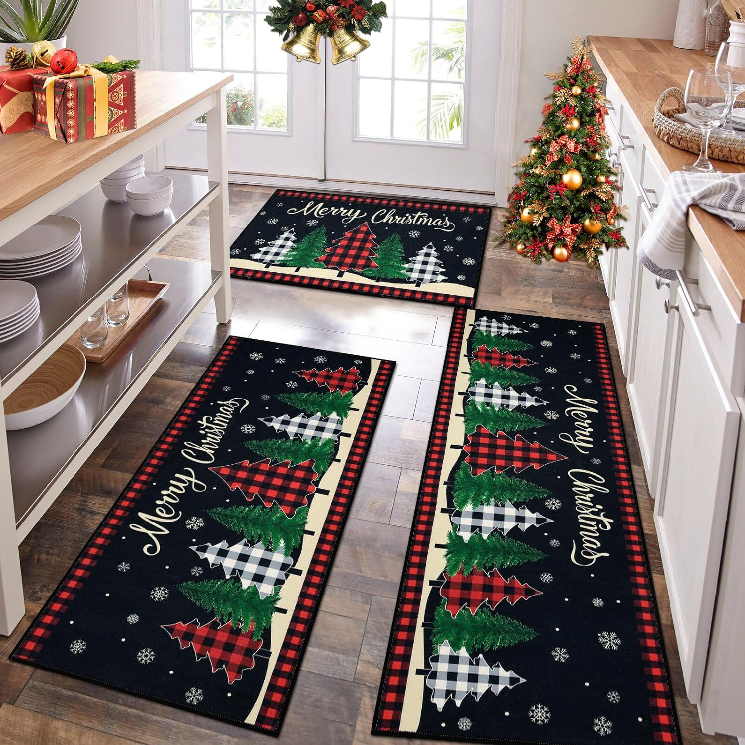 The Holiday Aisle® Lateasha Christmas Kitchen Rugs Sets of 3 Non Slip ...