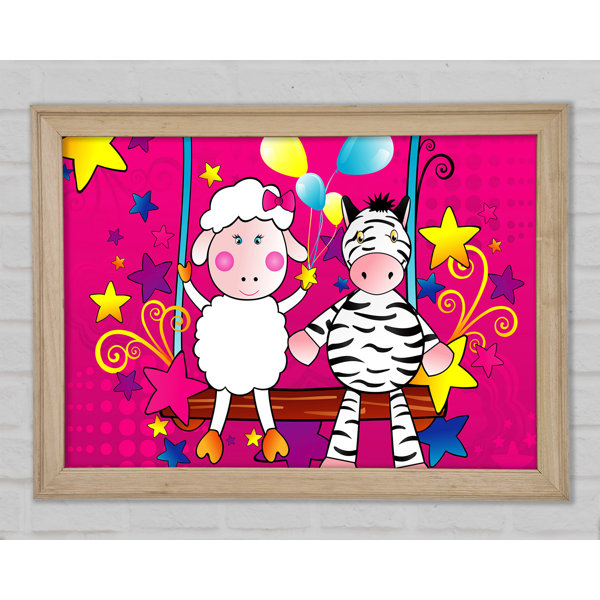 Bright Star Sheep And Zebra On Swing Celebration White - Single Picture ...