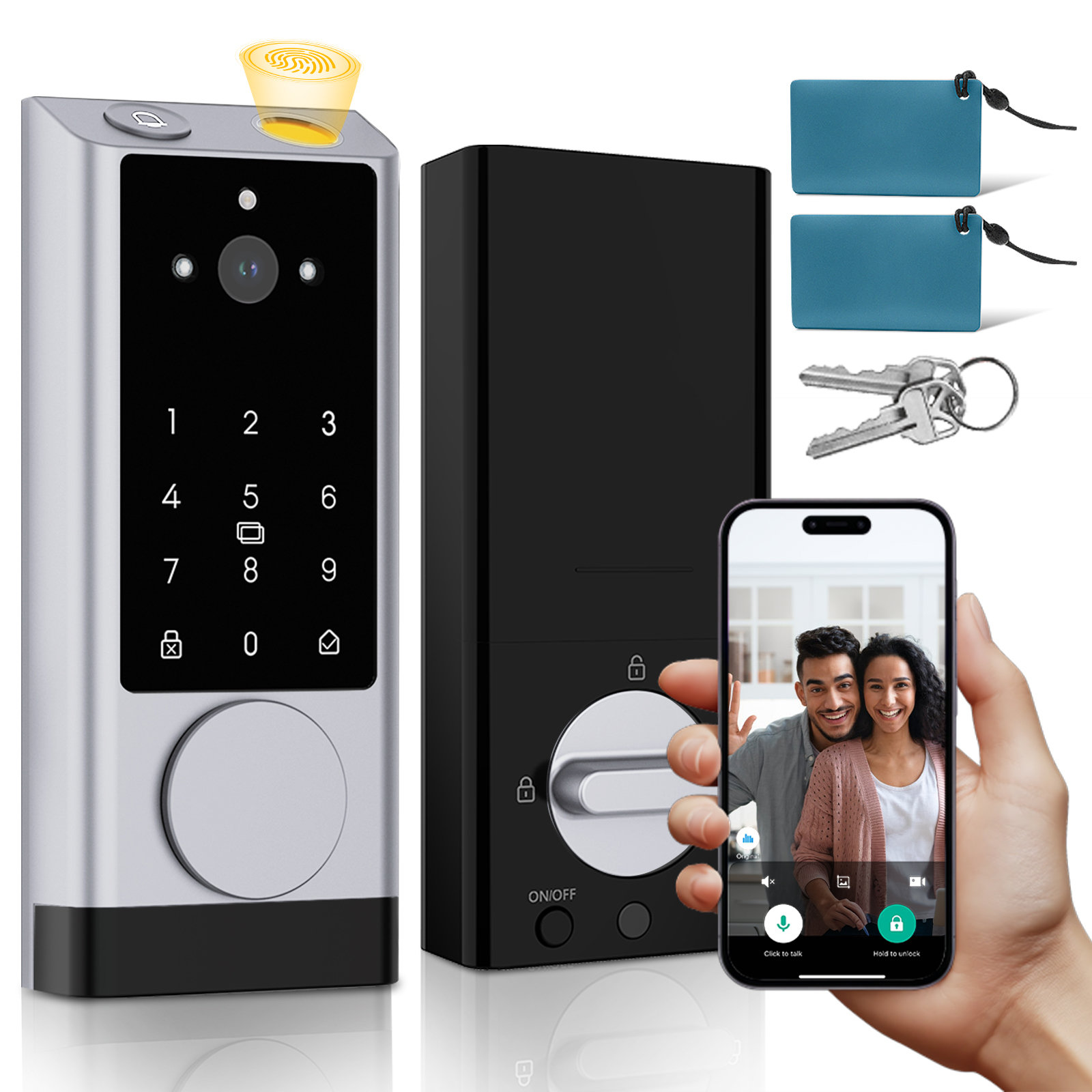 TOOLUCK Video Smart Lock with HD camera, IP65 Waterproof, BHMA Grade 3 ...
