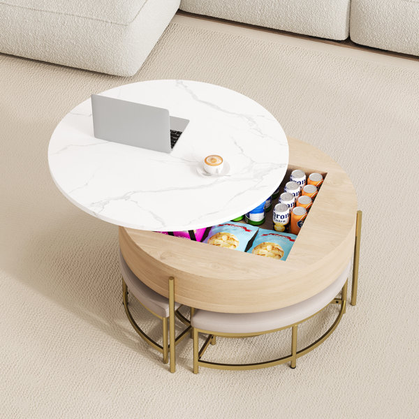 Latitude Run® Modern Round Coffee Table With Lift - Top Function ...