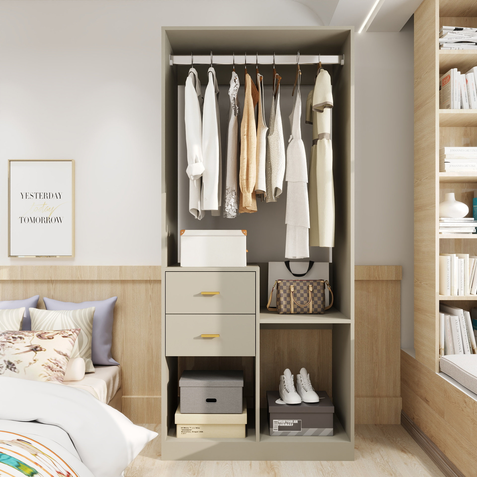Latitude Run® Modern Walk-in Wardrobe Armoire, Grey - Wayfair Canada