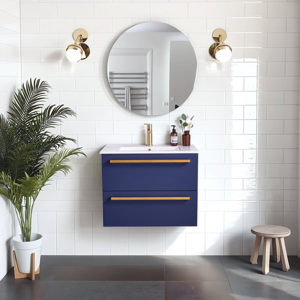 Mercer41 30" Modern Blue Floating Bathroom Vanity | Wayfair