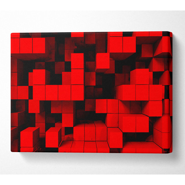 Metro Lane Red Cubism - Wrapped Canvas Print | Wayfair.co.uk