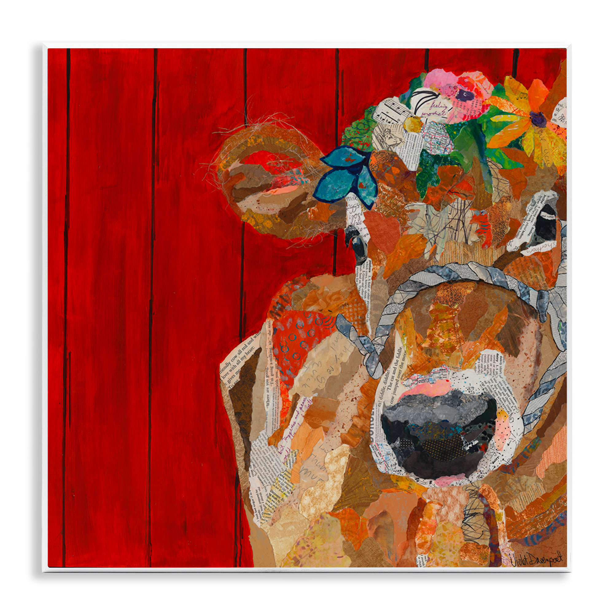 Ophelia & Co. Red Barn Cow Collage Wall Plaque Art by Violet Davenport - Wayfair Canada