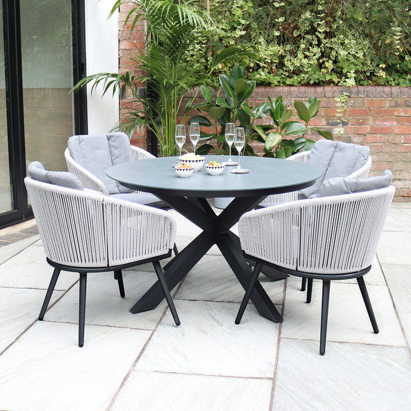 Corrigan Studio Round 4 - Person 120cm Long Dining Set with Cushions ...