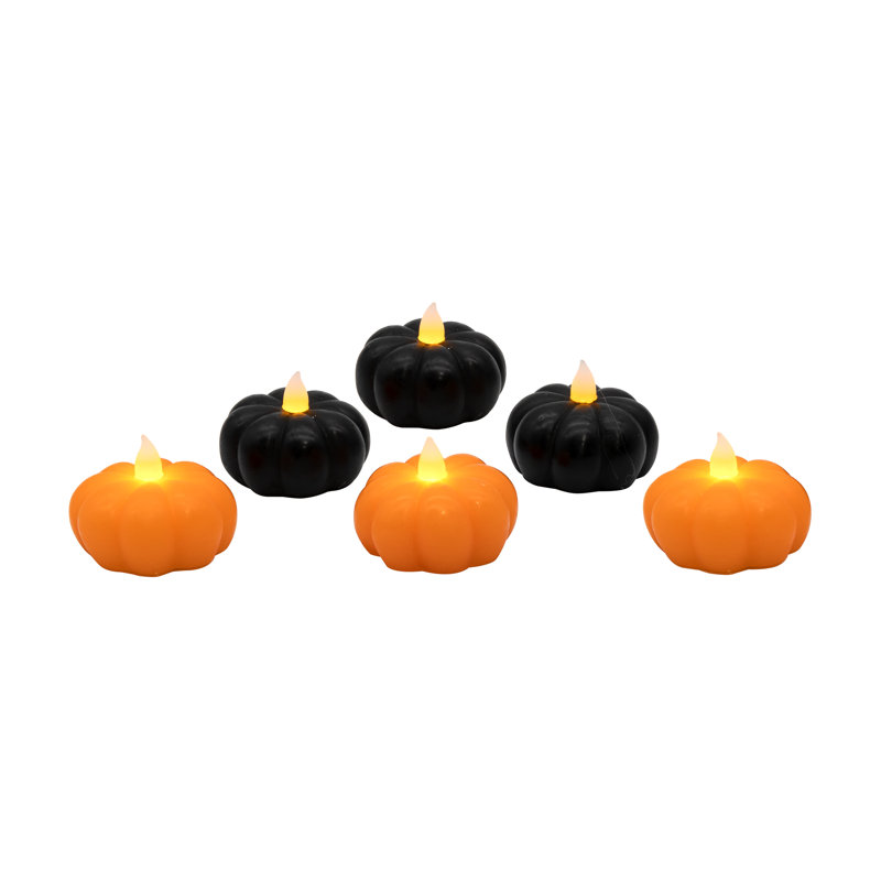 The Holiday Aisle® Battery Operated Lighted Pumpkins - 6 Piece ...