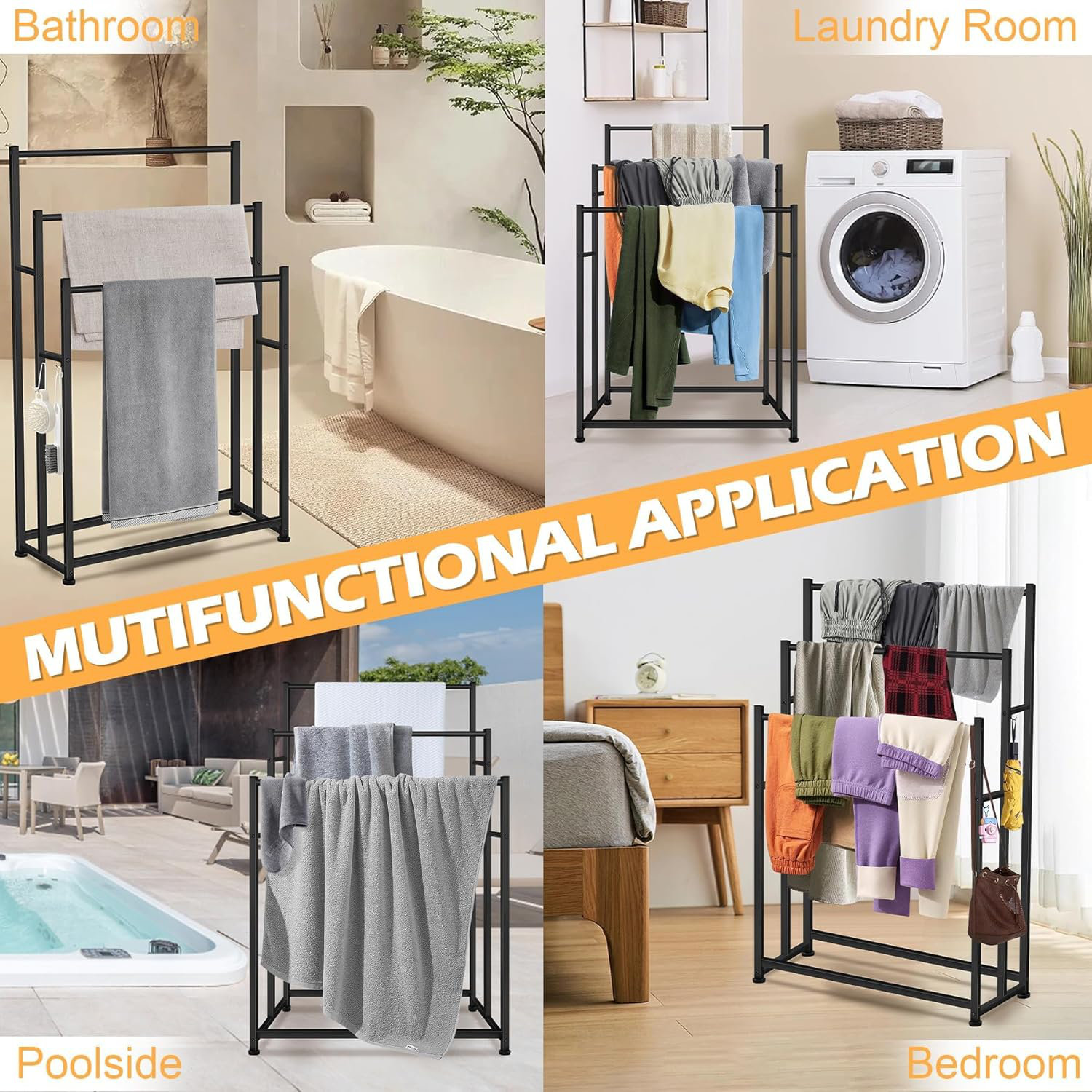 Latitude Run® Tall Free Standing Towel Racks 3 Tier Pool Towel Rack ...