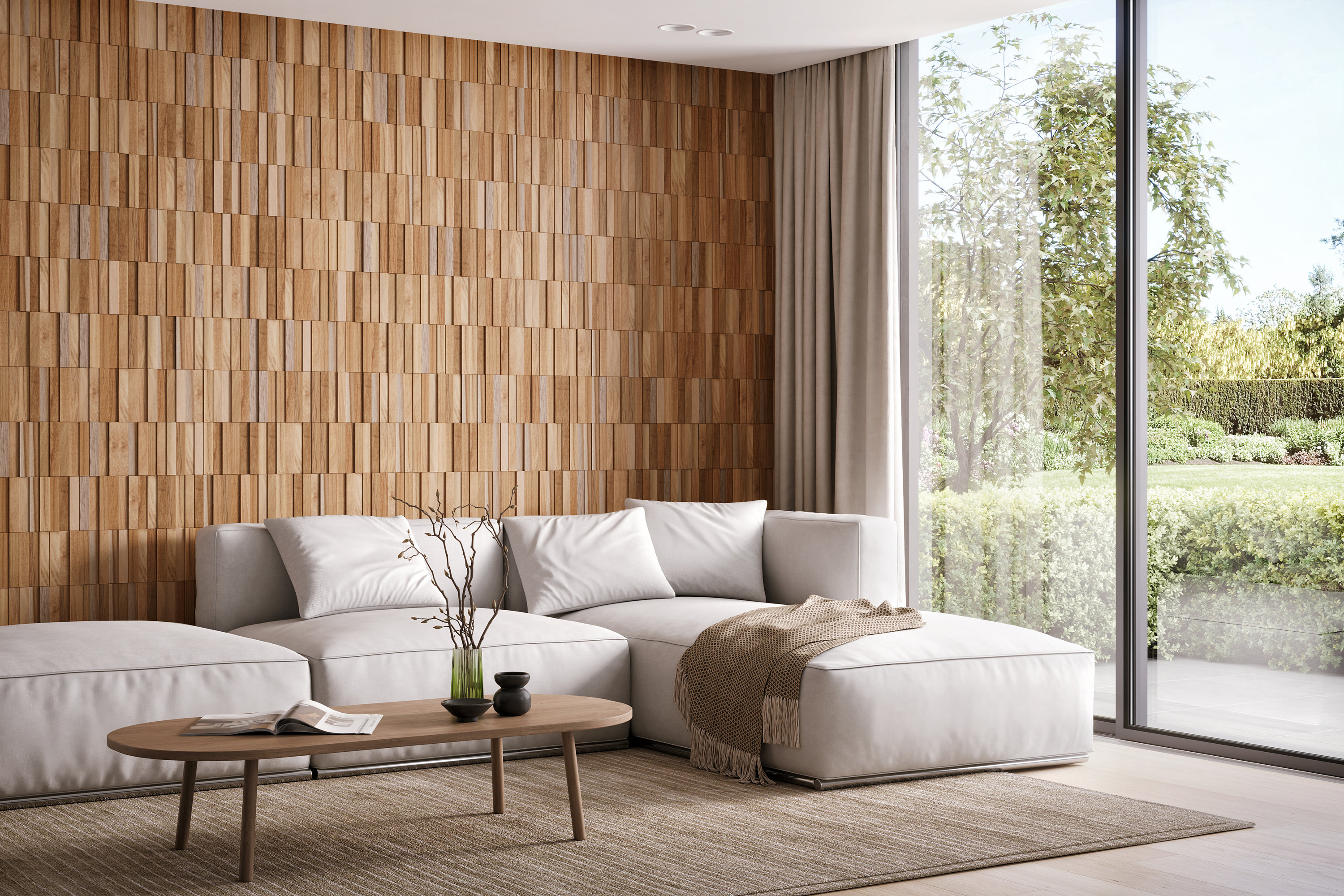 Wall!Supply UltraWood Teak Natural Jointless Vertical Wall Paneling ...