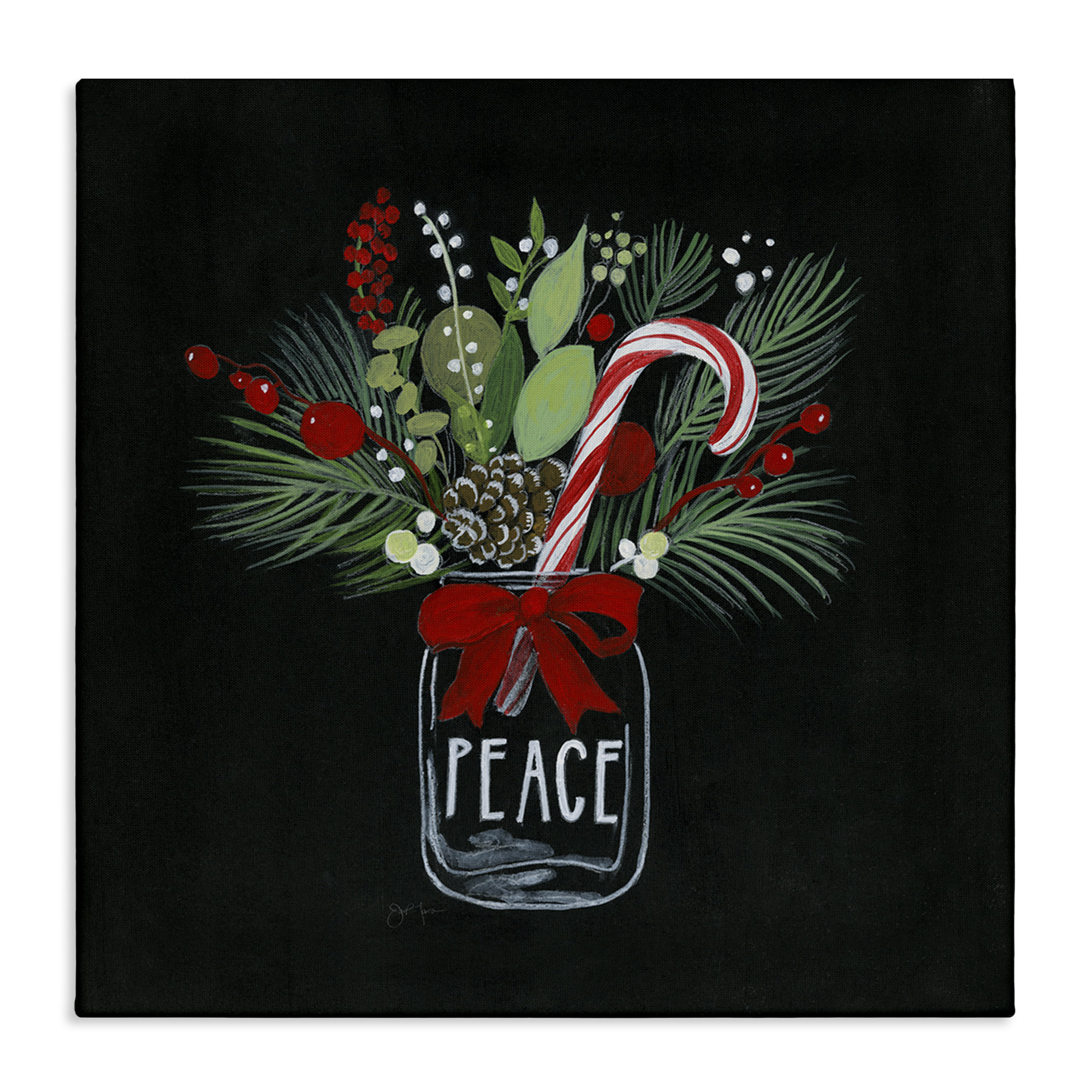 Winston Porter Peace Candy Cane Jar Canvas Wall Art by Janet Tava | Wayfair