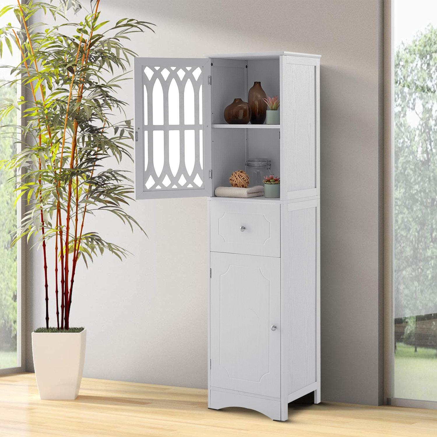 Red Barrel Studio Freestanding Linen Cabinet | Wayfair