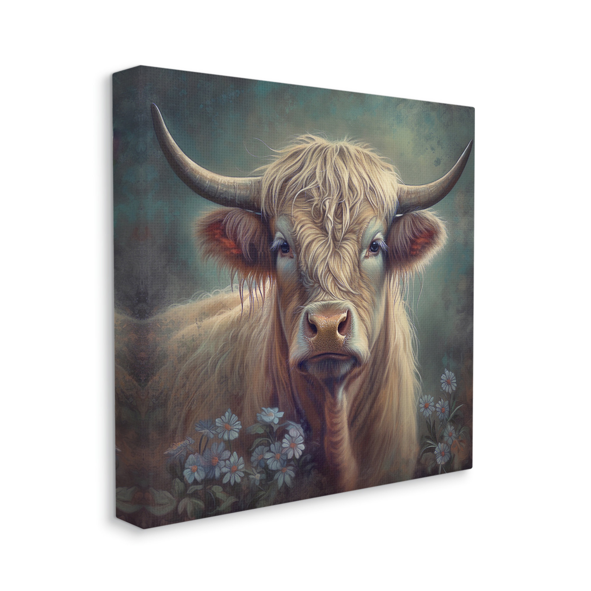 Union Rustic Highland Cow With Daisies by Steve Hunziker | Wayfair
