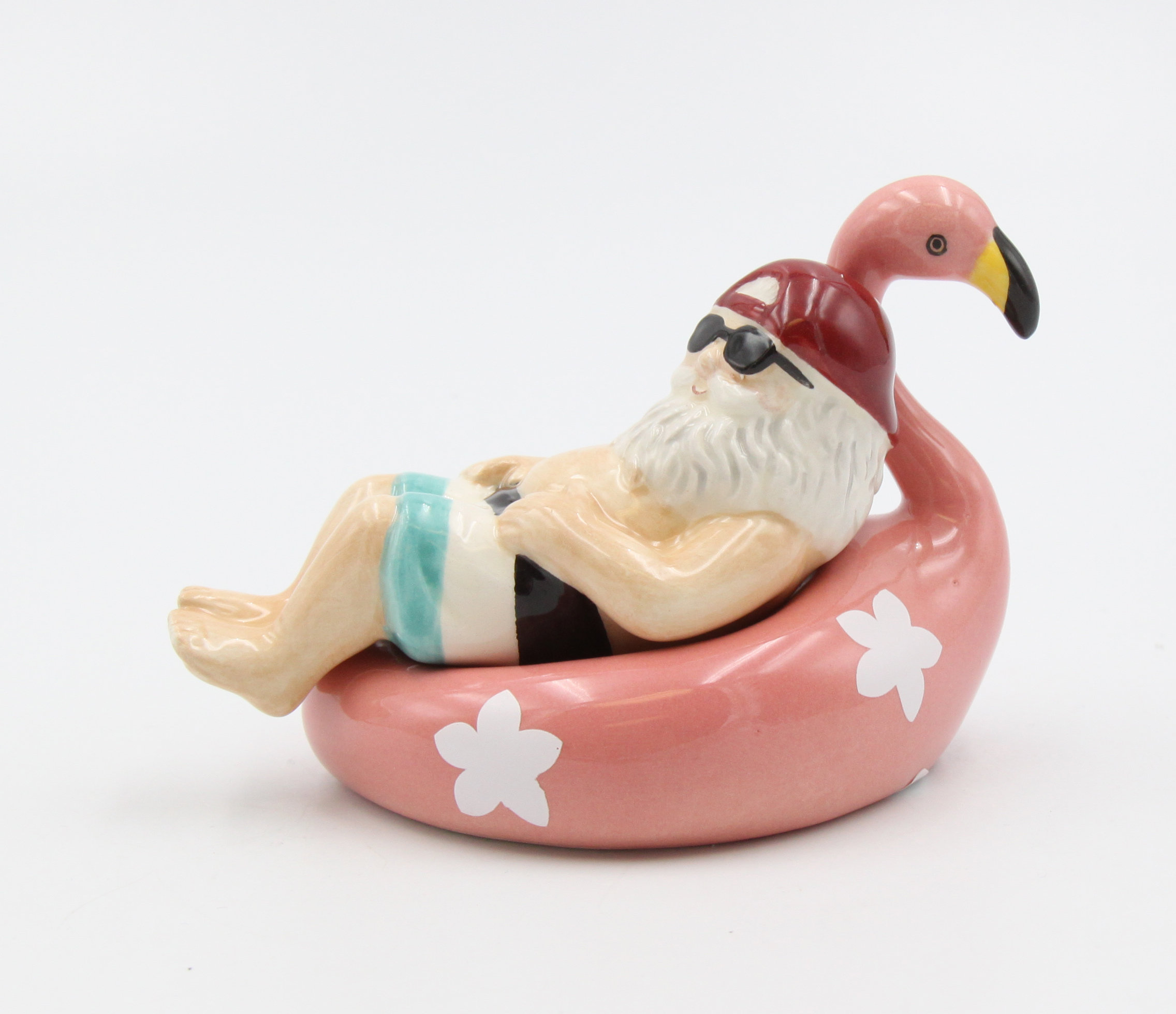 Cosmos Gifts Santa Relaxing On Flamingo Salt and Pepper Shaker Set ...