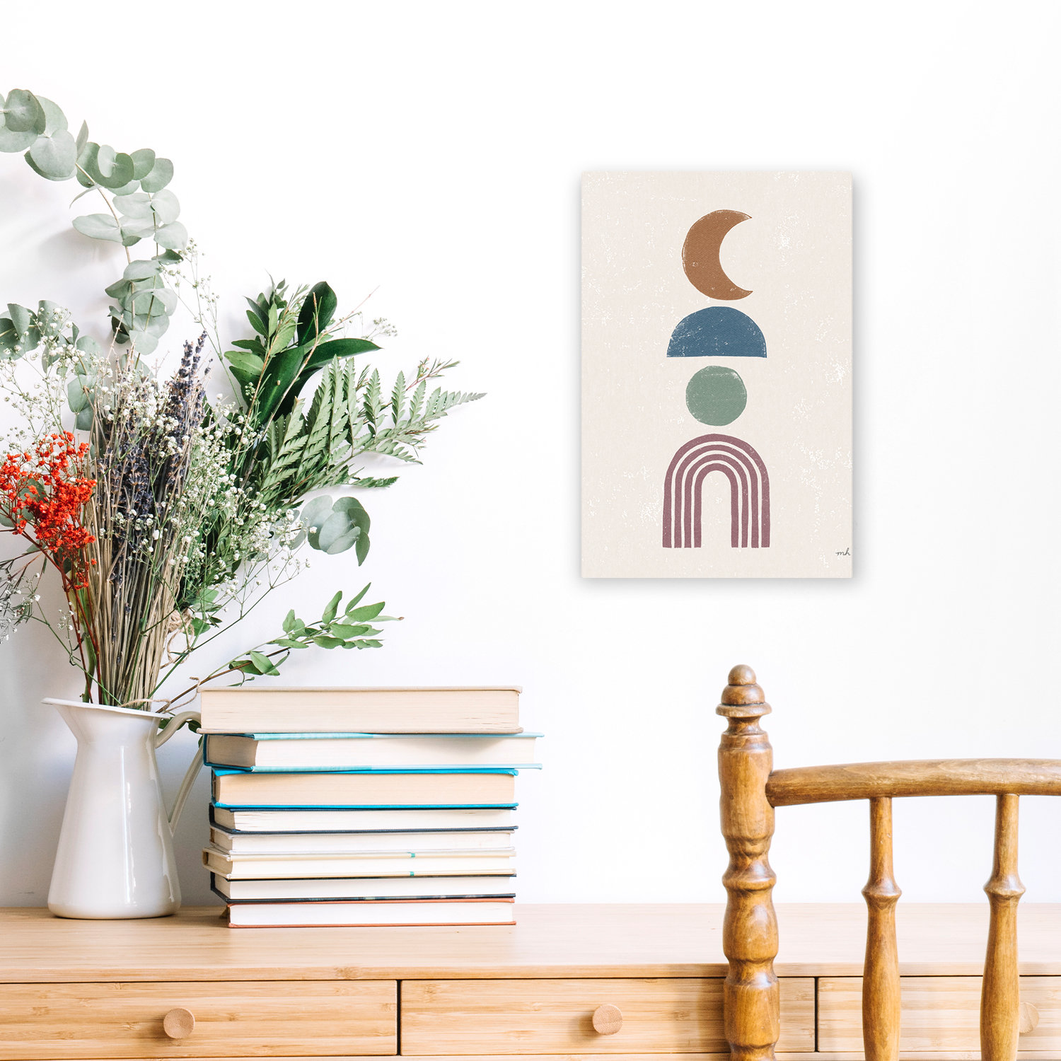 Dakota Fields Minimalist Boho I Dark - Blue Bohemian Boho Circles Art ...