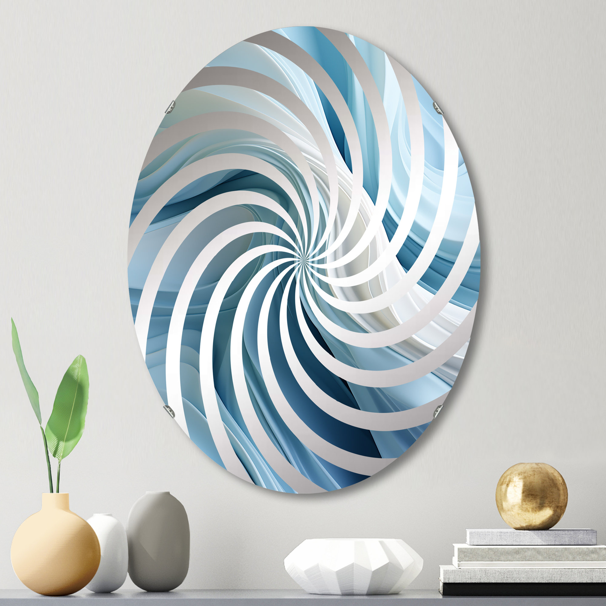 East Urban Home White & Blue Zen Zephyr Spiral I - Vortex Decorative ...