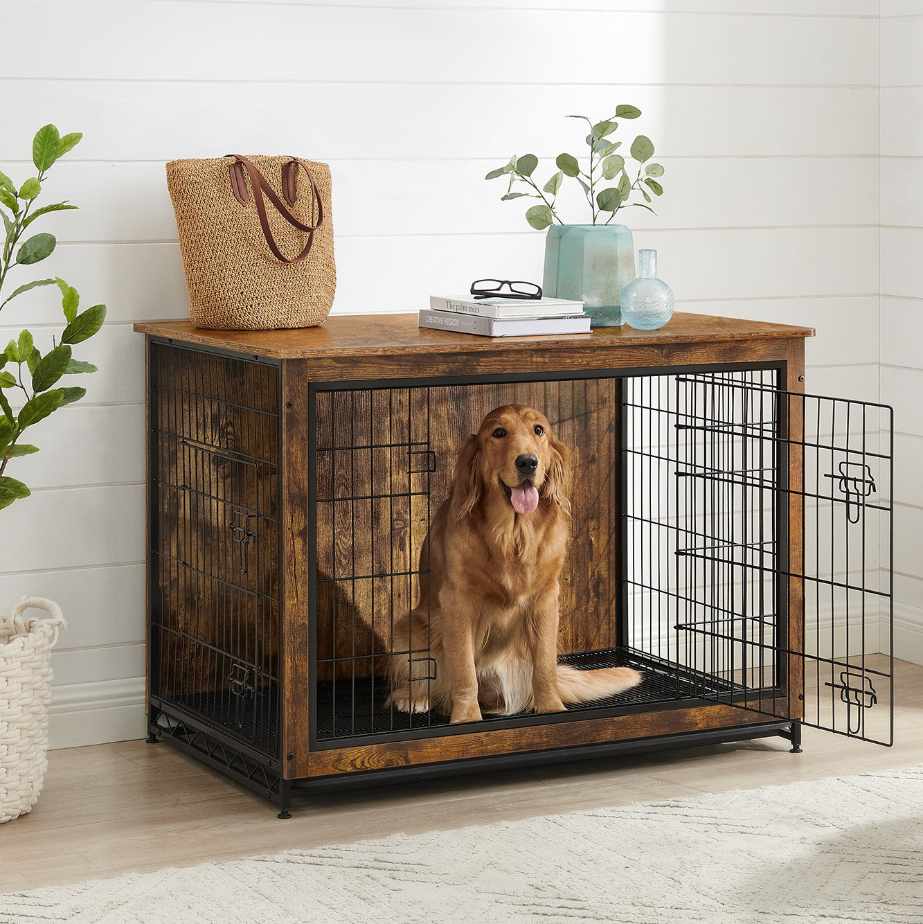 Archie & Oscar™ Lofland Dog Crate Furniture With Double Doors For Small ...