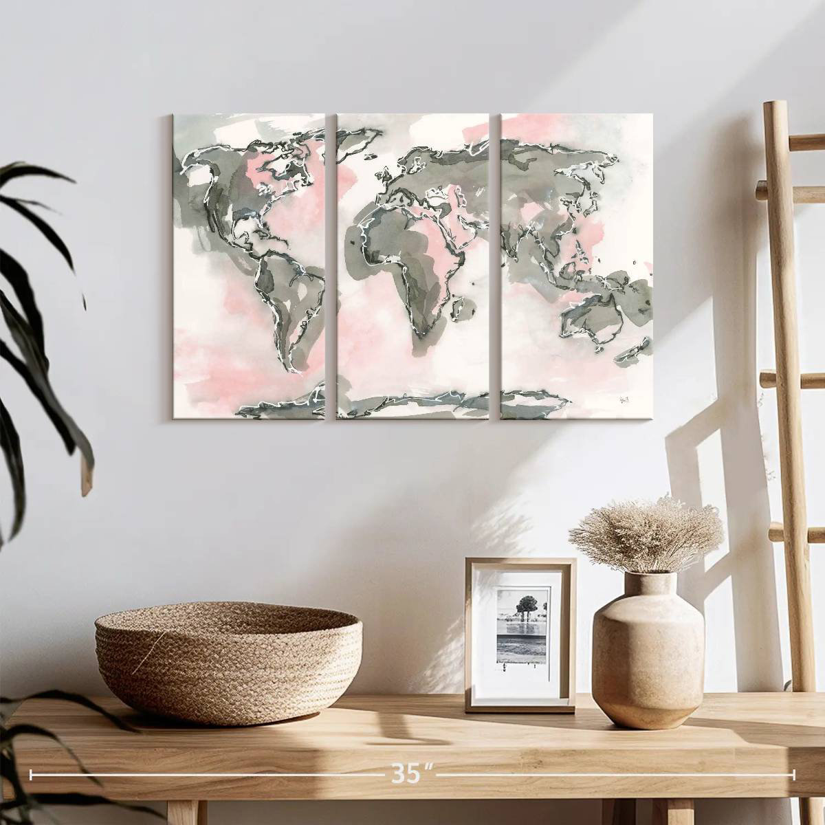 Breakwater Bay Aliaz World Map Blush | Wayfair