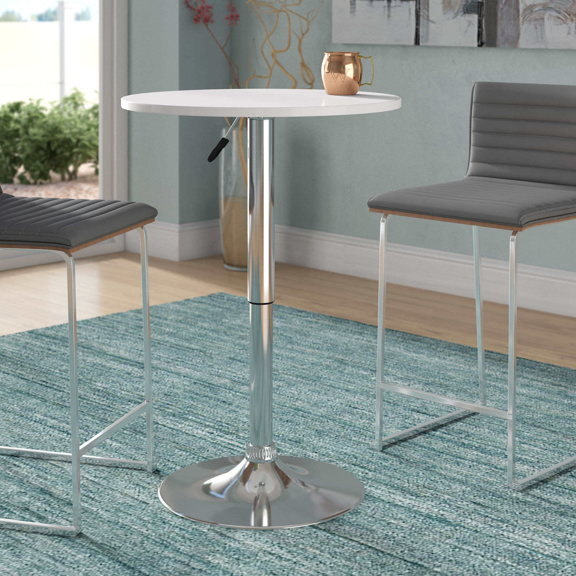 Wade Logan® Aminia Height Adjustable (34"-42") Pedestal Pub Table ...