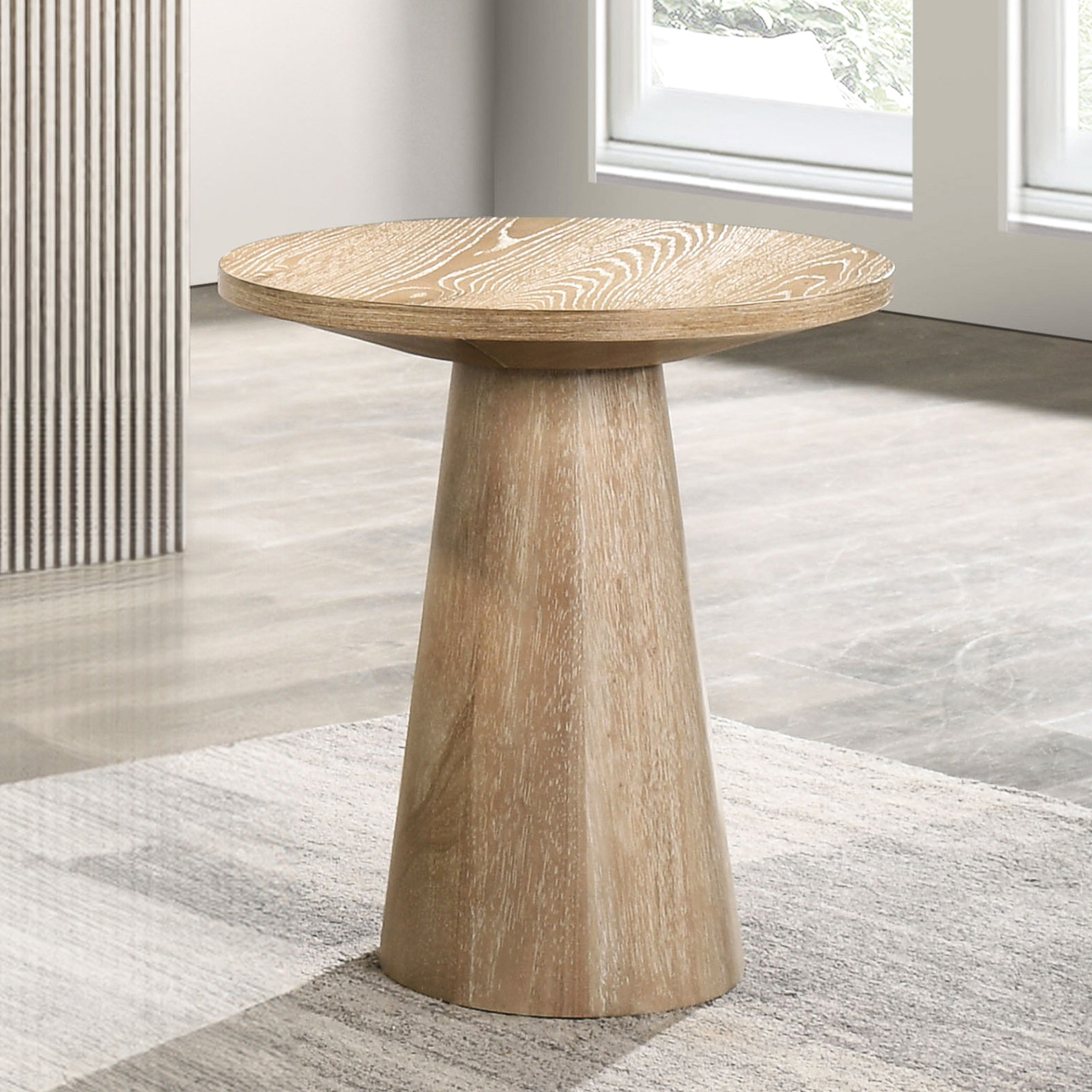 Corrigan Studio® Round End Table In Contemporary Essence, Cone Pedestal ...