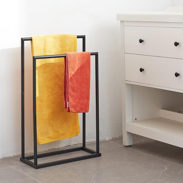 Rebrilliant Free Standing Towel Rack, 2 Tier Towel Racks For Bathroom ...