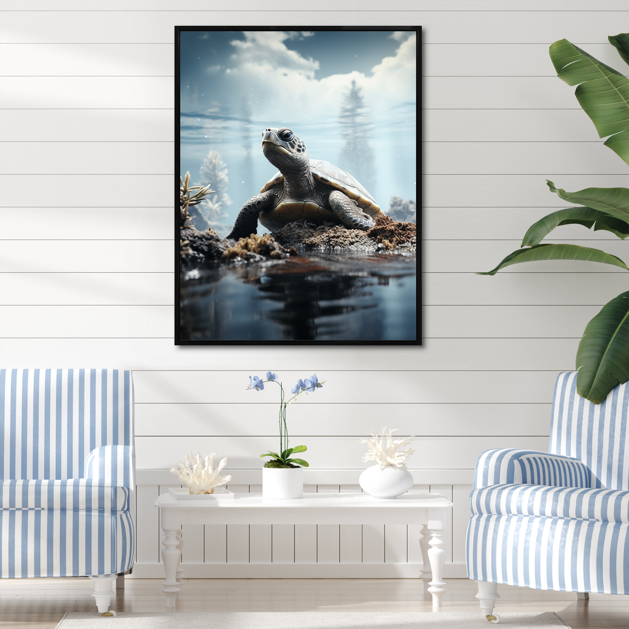 Bay Isle Home™ Minimalist Portrayal Of A Turtle On Canvas Print | Wayfair