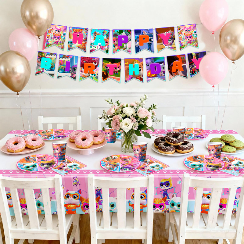 The Party Aisle Super Kitten Squad Party Supplies,128Pcs Super Kitten ...
