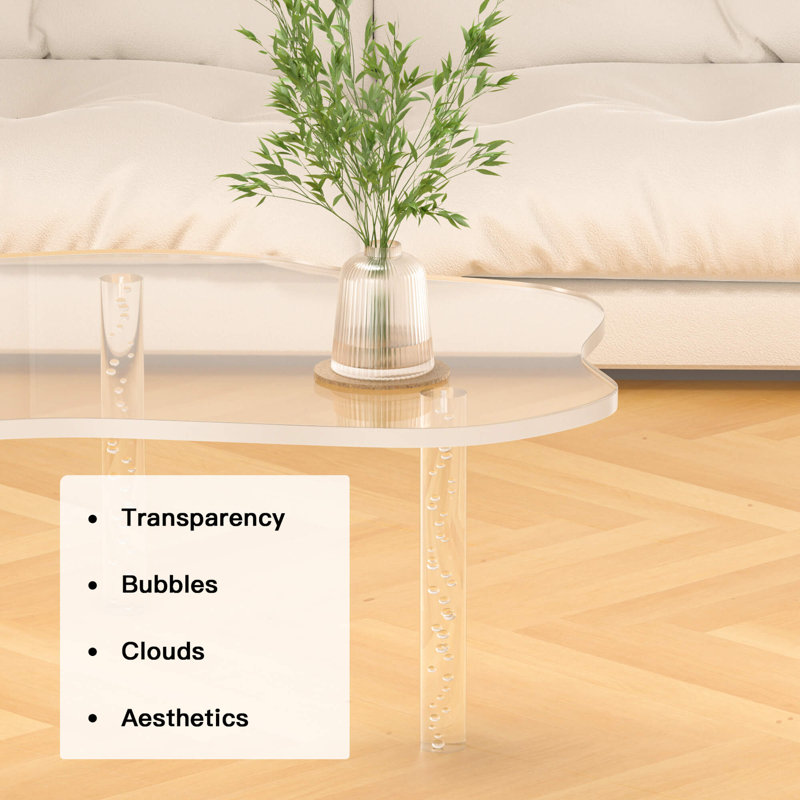 Wrought Studio™ Jesamine 39'' Acrylic Cloud Shape Coffee Table, With 3 ...