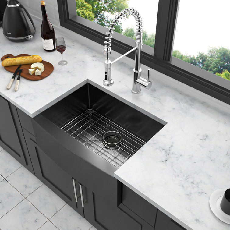 Tryimagine 24 Gunmetal Black Farmhouse Sink - 24 Inch Kitchen Sink ...
