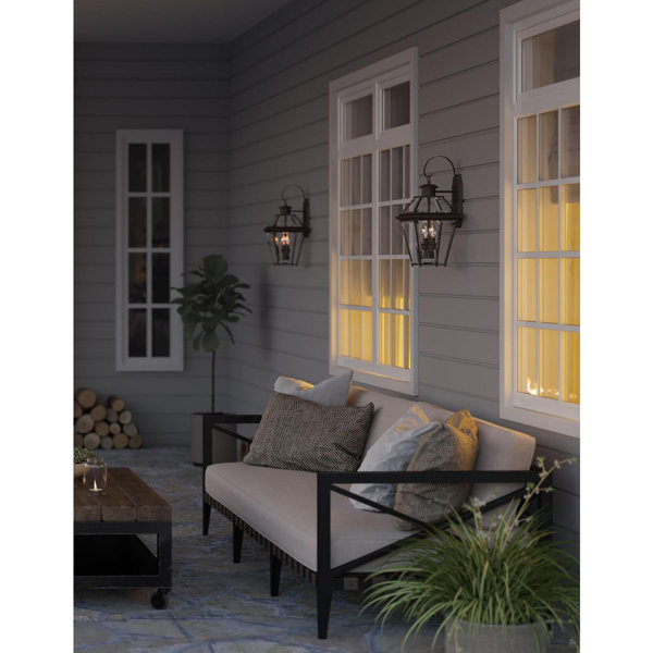 Birch Lane™ Calais 2 - Bulb 18.75" H Glass Outdoor Wall Lantern ...