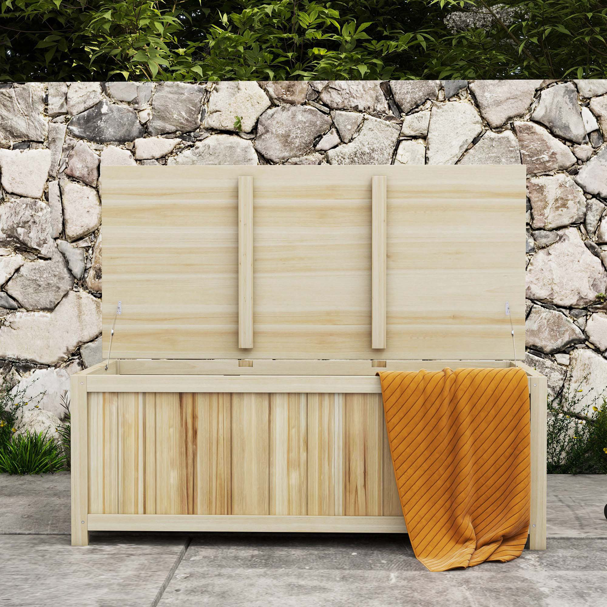 Wondrous Iconic 88 Gallons Fir Solid Wood Deck Box in Natural | Wayfair